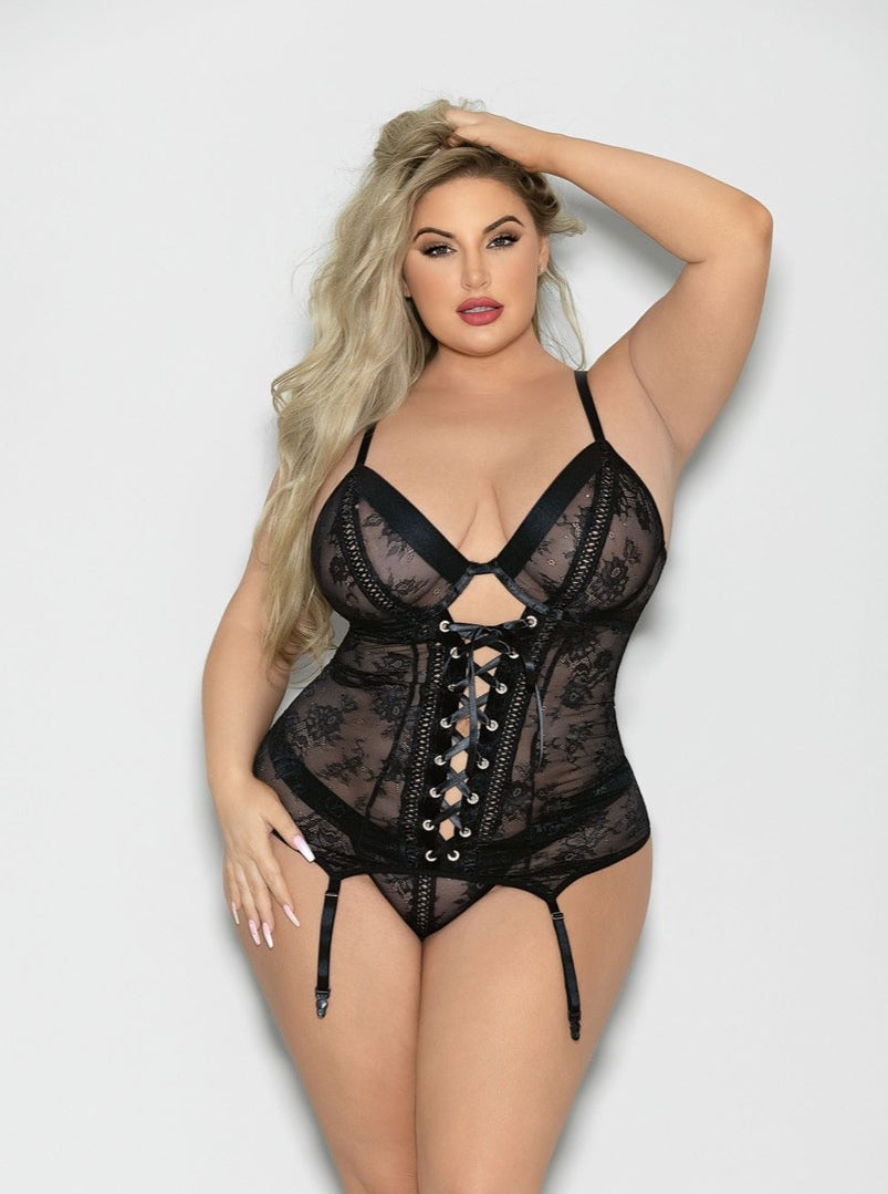 Escante Queen Soulmate Lace-up Bustier Black – FSLT Lingerie