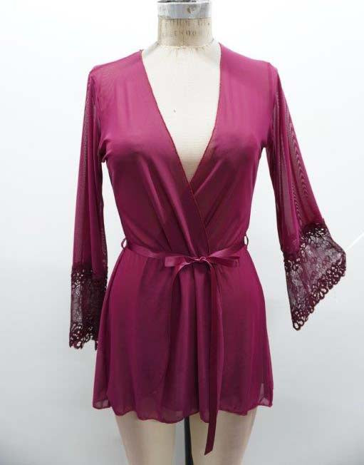 Escante Queen Plus Mesh Robe Lace Trim Burgundy – FSLT Lingerie