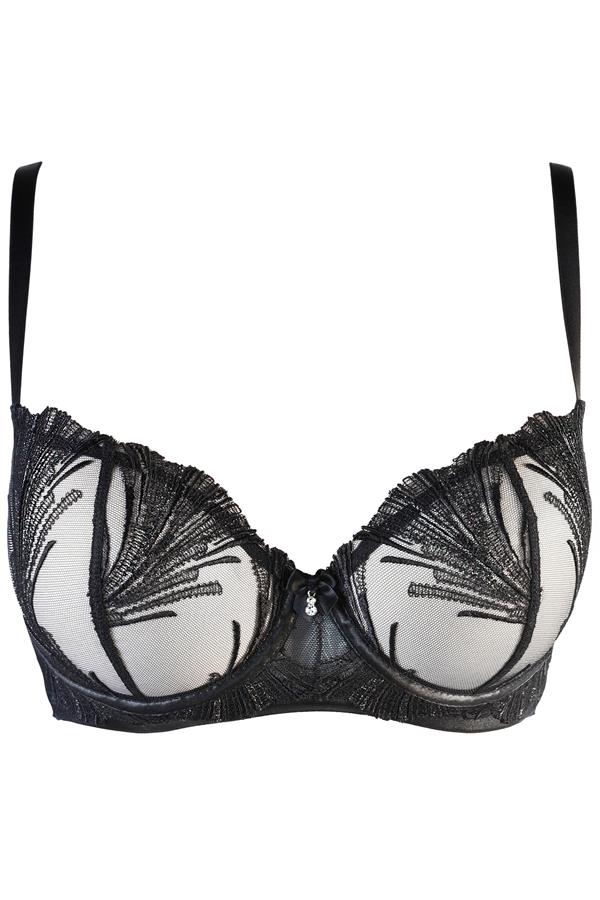 Axami V-10731 Shimmering Embroidery Sheer Balconette Bra Black – FSLT ...